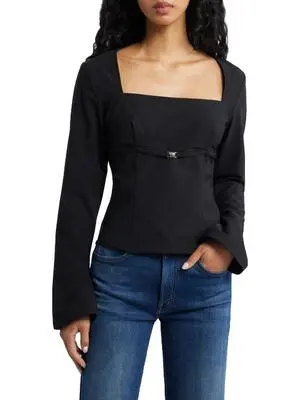 Princess Polly Flounce Long Sleeve Top - Black
