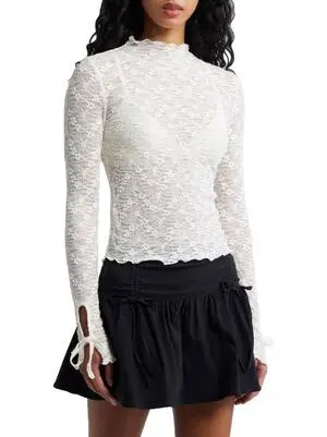 Bp. Funnel Neck Lace Top - Ivory