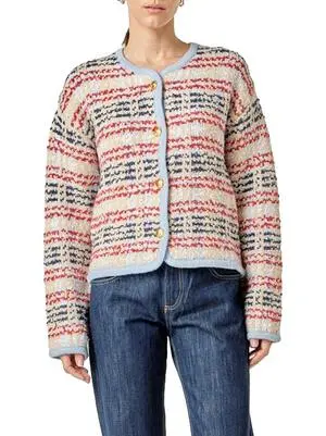 English Factory Textured Stripe Wool-blend Jacket - Powder Blue Multi