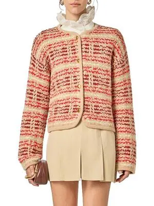 English Factory Textured Stripe Wool-blend Jacket - Tan Multi