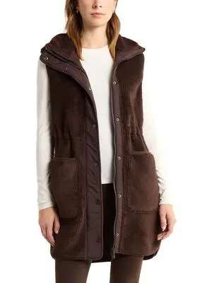 Zella Longline Faux Shearling Vest Brown Mole