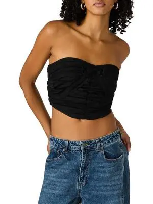 Steve Madden Martine Strapless Crop Top - Black