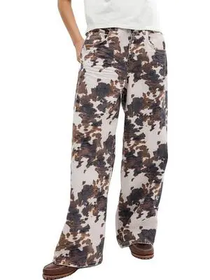 BDG URBAN OUTFITTERS Jaya Cow Print Wide-leg Jeans - Brown Cow