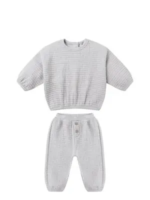 QUINCY MAE Smocked Top & Jogger Set - Frost