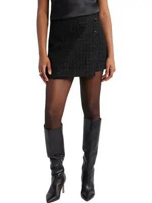 OPEN EDIT Tweed Miniskirt - Black