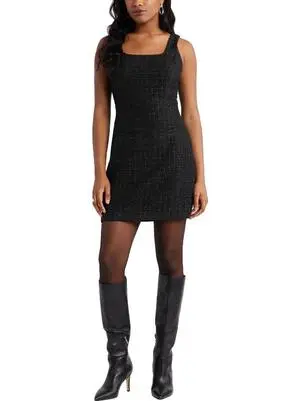 OPEN EDIT Tweed Mini Dress - Black