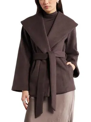 OPEN EDIT Wrap Robe Coat Brown Seal