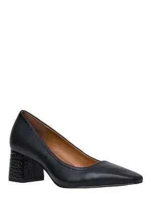 Andre Assous Amelia Leather Block Heel Pump - Black