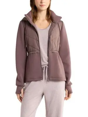 Zella Quilted Scuba Knit Jacket - Grey Plum