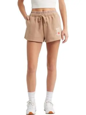 VINYL ICONS Graphic Sweat Shorts - Tan