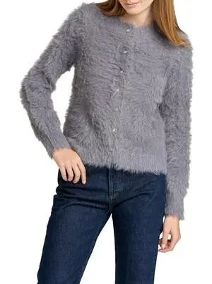 WAYF Kat Fuzzy Cardigan Grey