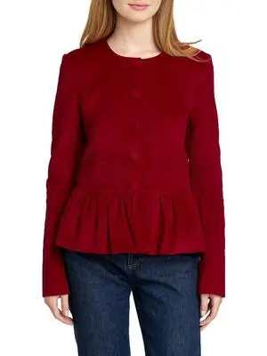 WAYF Peplum Cotton Jacket - Red