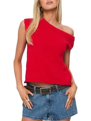 Princess Polly One-shoulder Sweater - Red