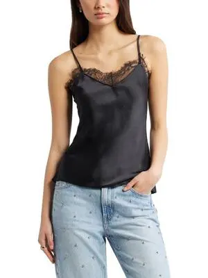 OPEN EDIT Lace Trim Cami Black