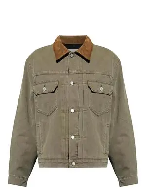 FRAME Jacket With Suede Collar - Green