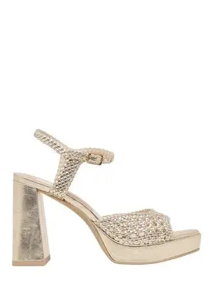 DOLCEVITA Peyten Platform Block Heel - Light Gold Woven Stella