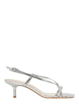 DOLCEVITA Laury Kitten Heel Sandal - Silver Embossed Leather