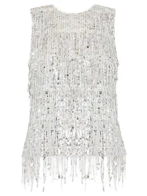 MILLY Royce Fringe Sequin Top