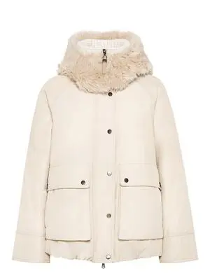 Brunello Cucinelli Down-filled Shearling-hood Parka - Beige