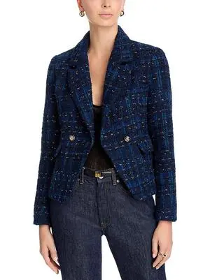 Aqua Tweed Cutaway Blazer - Navy/gold