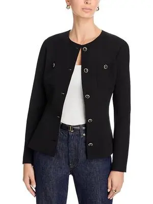 Aqua Collarless Blazer - Black