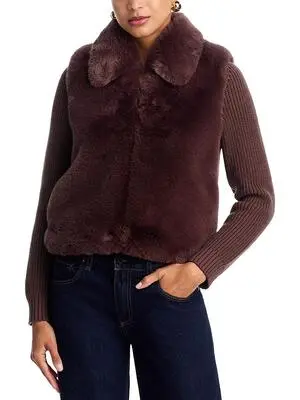 Aqua Faux Fur Cardigan - Dark Brown