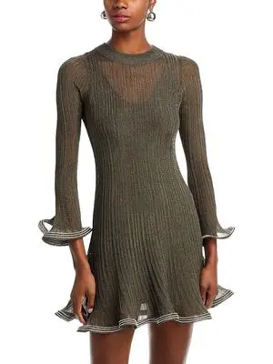 Simkhai Zelda Long Sleeve Mini Dress - Gunmetal Silver