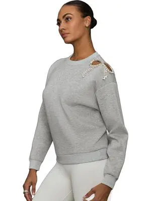 Carbon38 Scuba Sweatshirt With Bow Embellishment - Heather Grey