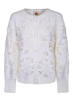 Farm Rio Crochet Cardigan - White