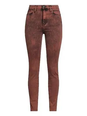 8PM Skinny High-waisted Jeans With Embroidered Logo - Brown