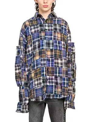 WHO DECIDES WAR BY EV BRAVADO Patchwork-design Shirt - Blue