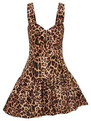 Rebecca Vallance Clarice Leopard-print Mini Dress - Brown