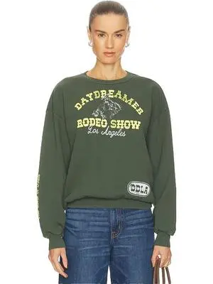 Daydreamer Rodeo Show Oversized Crew Sweatshirt - Deep Green