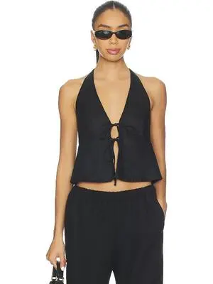 L*Space LSPACE April Linen Halter Top Black
