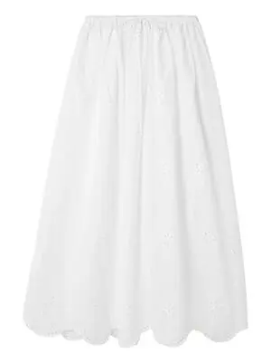Matteau Scalloped Broderie Anglaise Cotton Midi Skirt - White