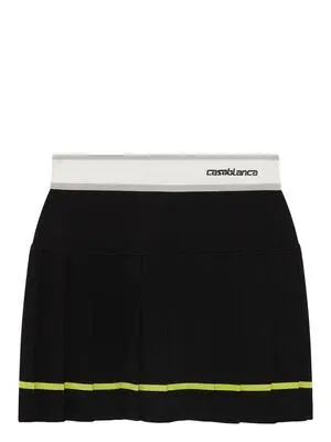 Casablanca Striped Pleated Mini Skirt - Yellow