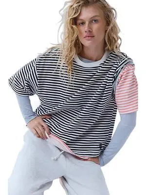 Free People Tackle Stripe Tee Court Stripe Black