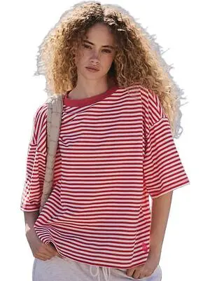 Free People Tackle Stripe Tee - Court Stripe Grape