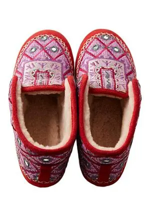 LLANI SHOES Llani For Fp Casablanca Moccasin Slippers - Poppy