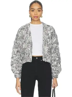 Callahan Gigi Cardigan Chunky Knit Cropped Sweater - Grey
