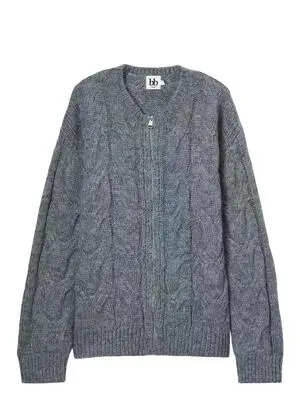 B+AB Cable-knit Zip-up Cardigan - Grey