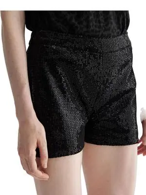 Veronica De Piante Helena Stretch Sequin Shorts - Black