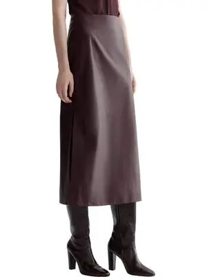 Veronica De Piante Gisele Nappa Leather Skirt - Maroon