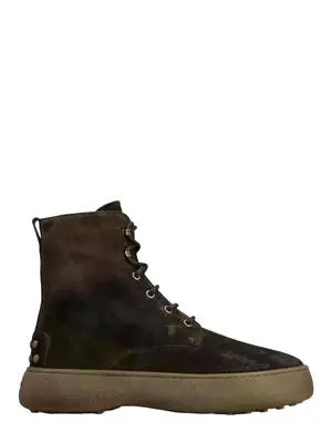 TOD'S Monogram-debossed Lace-up Boots - Brown