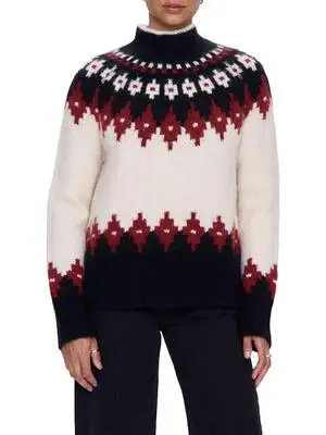 PISTOLA Fair Isle Turtleneck Sweater - White Oxblood Fair Isle
