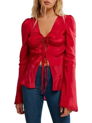 Free People Bali Bell Sleeve Top - Salsa