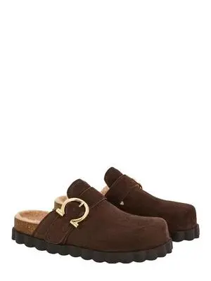 FERRAGAMO Zaida Shearling Lined Clog - Testa Di Moro