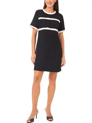 CECE DUPRAZ Bow Stripe Shift Dress - Rich Black