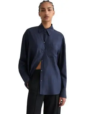 TWP Washed Silk Habotai Shirt - Midnight