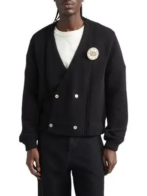 BODE Double-breasted Cotton Cardigan - Black